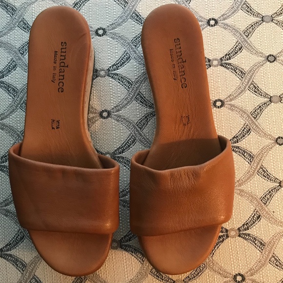Sundance | Shoes | Brand New Sundance Leather Slide Sandals With Cork ...